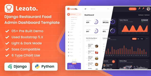 Lezato - Django Restaurant Admin Dashboard Template